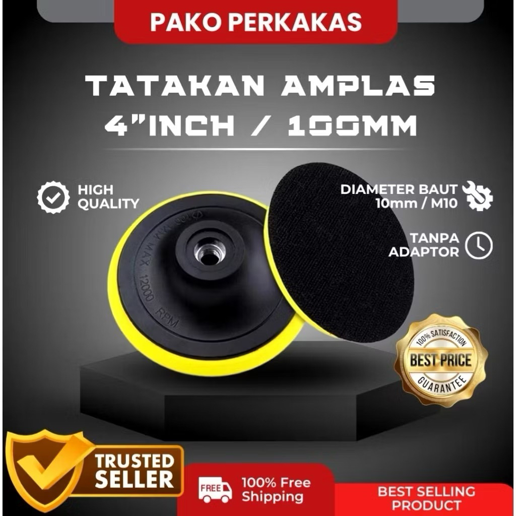 Jual Tatakan Amplas 4 inch bantalan bulat velcro pad kasar 4 inch ...