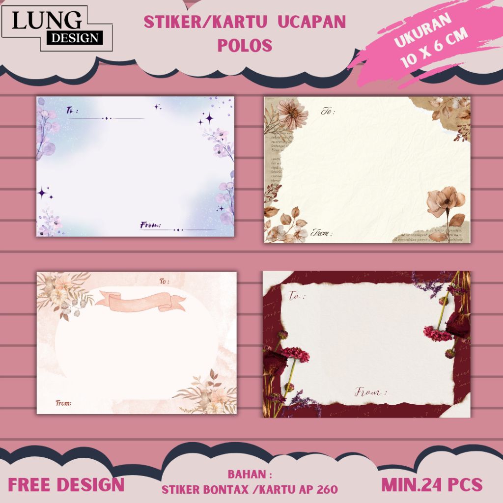 Jual (PART 3) Stiker ucapan-KARTU UCAPAN POLOS / Greeting Card ...