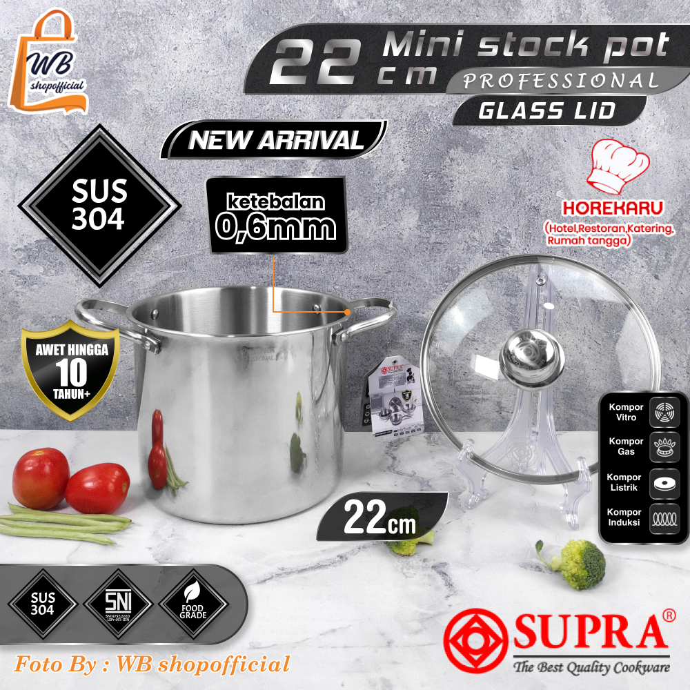 Jual Supra Professional SUS 304 Mini Stockpot Stainless steel lid 22cm ...