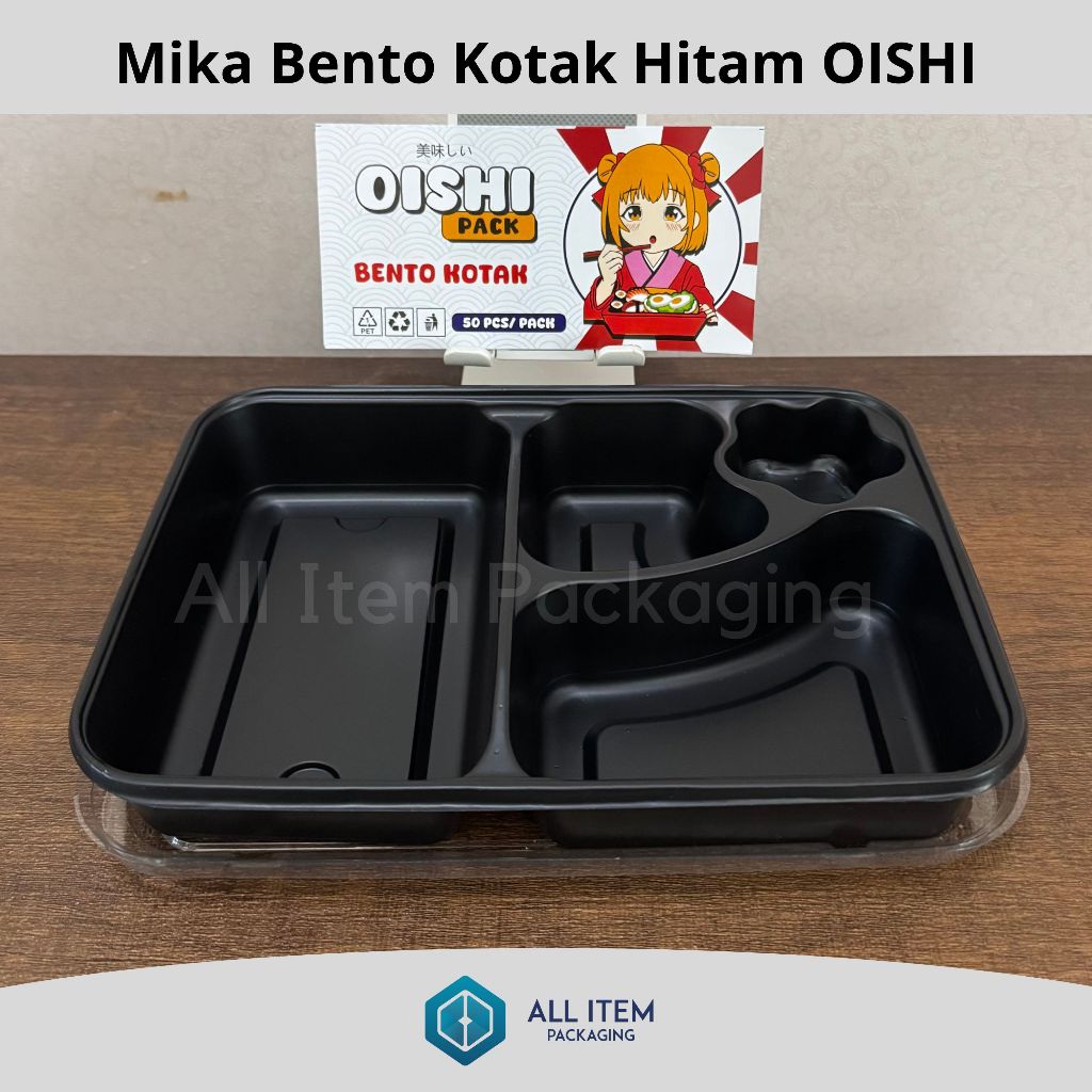 Jual Mika Bento Kotak Hitam OISHI @50 Pcs / Bento Bintang Star PET ...