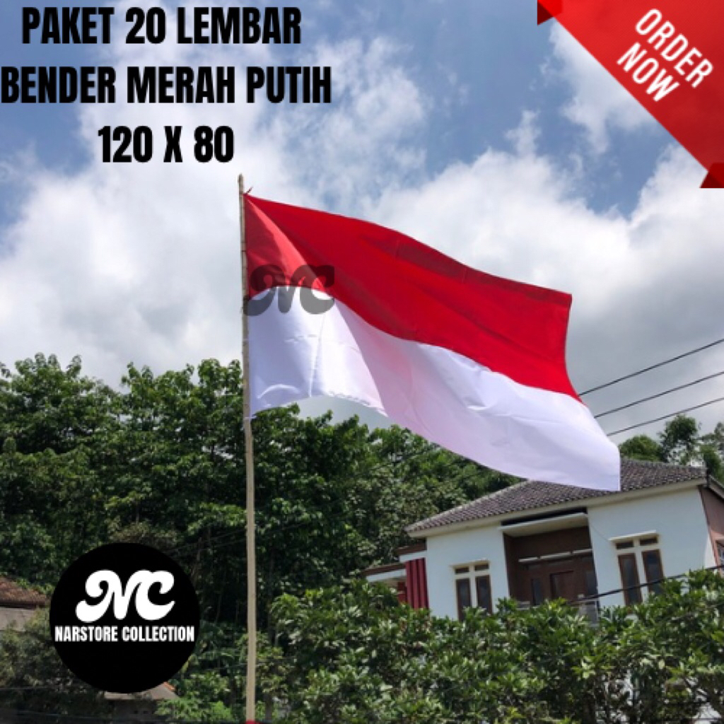 Jual 1 kodi ( 20 lembar ) bendera kain merah putih 120 x 80/bendera ...