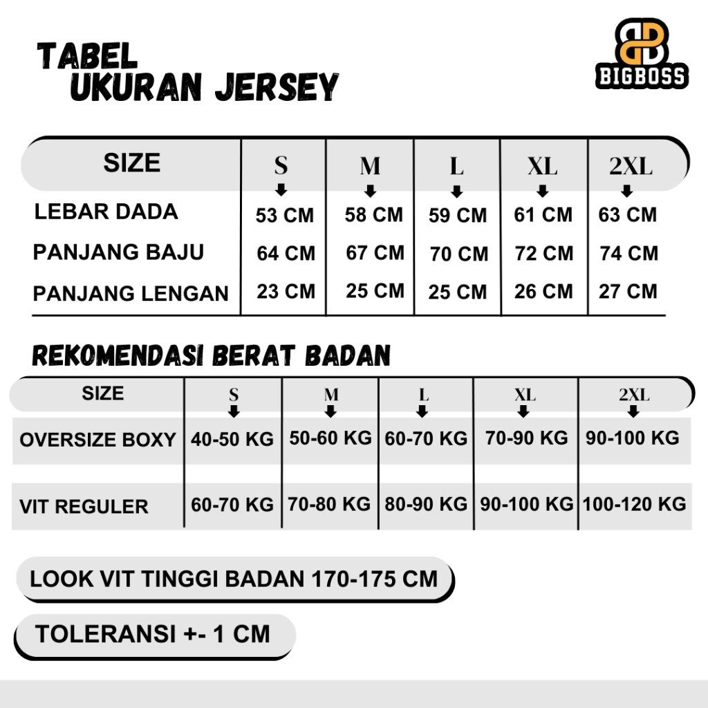 Jual BIGBOSS Baju Jersey Boxy Pria Wanita Bahan Dryfit Premium Casual ...
