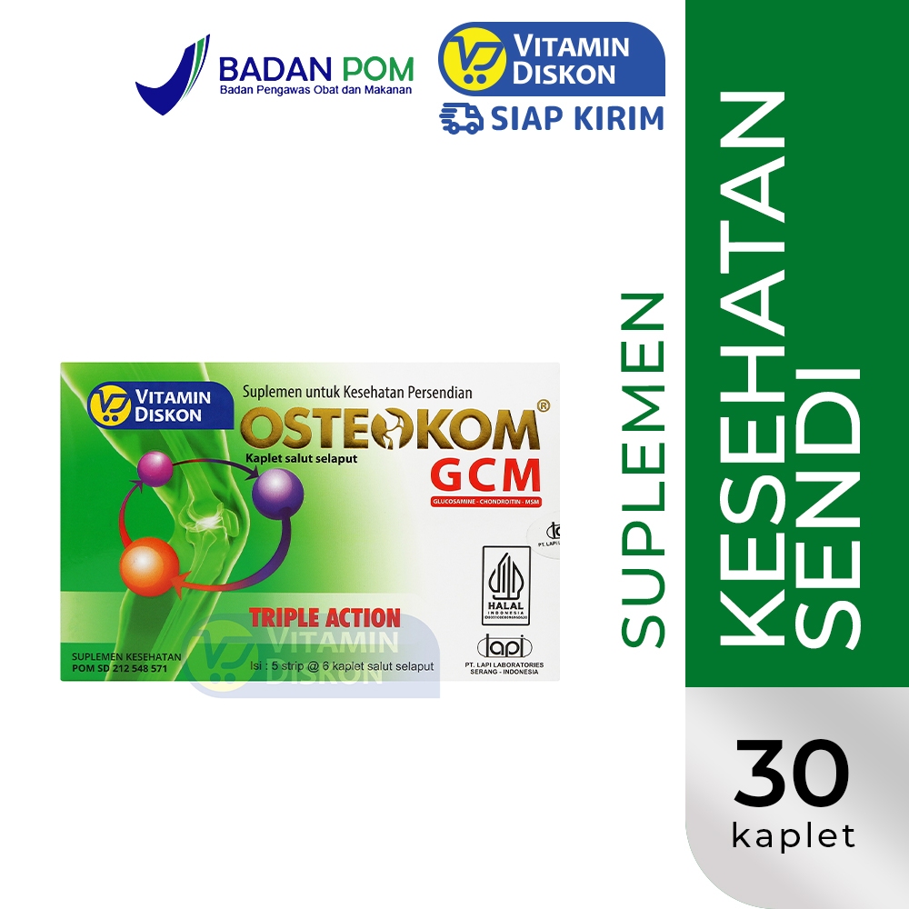 Jual OSTEOKOM GCM TRIPLE ACTION BOX - 30 KAPLET | Suplemen Kesehatan ...