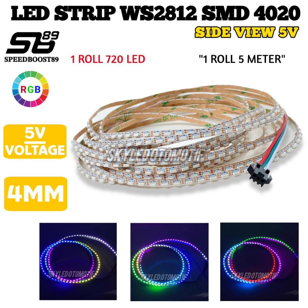 Jual 【SKY】Led Strip WS2812 Side View 4020 RGB 4mm 5 Volt 144 Led 1Roll ...