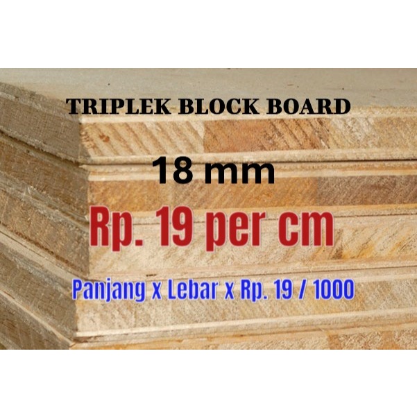 Jual Triplek Blockboard 18 mm Harga /cm (Cara order lihat deskripsi ...