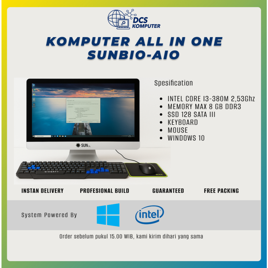 Jual Sunbio Pc Dekstop All-In-one Core I3 Ram 8GB SSD 512GB 22 Inch ...