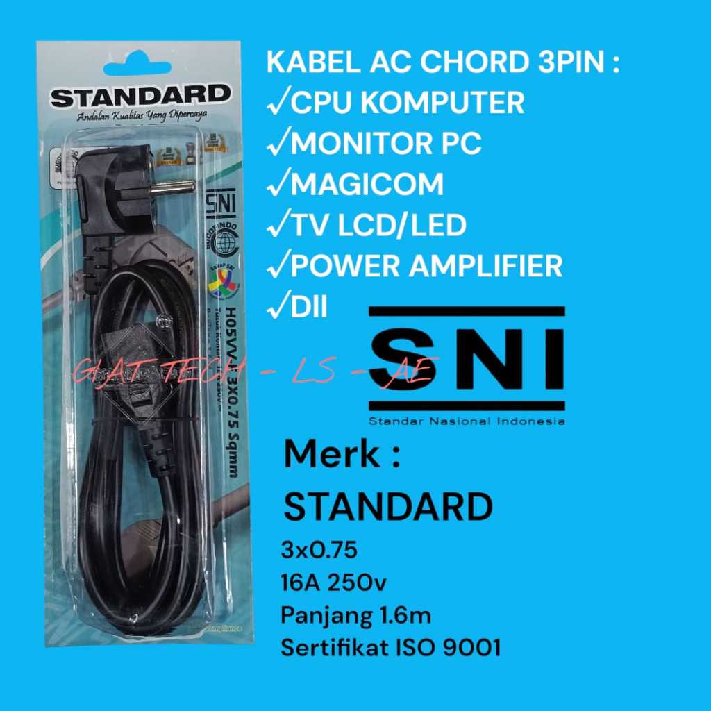 Jual KABEL AC CHORD CPU KOMPUTER POWER AMPLIFIER STANDARD SNI | Shopee ...