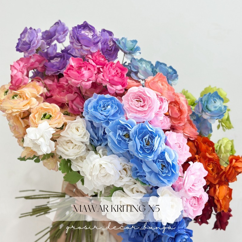 Jual 5CBG MAWAR KRITING ARTIFICIAL FLOWER 5HEAD ROSE BUNCH X5 Bunga ...