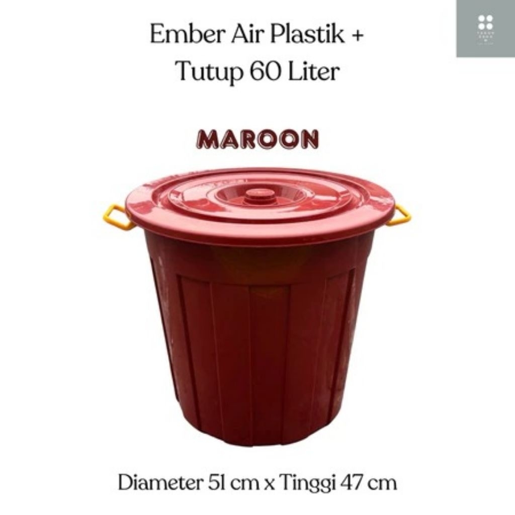 Jual WARNA MAROON - EMBER AIR PLASTIK + TUTUP 60 LITER WARNA / EMBER ...