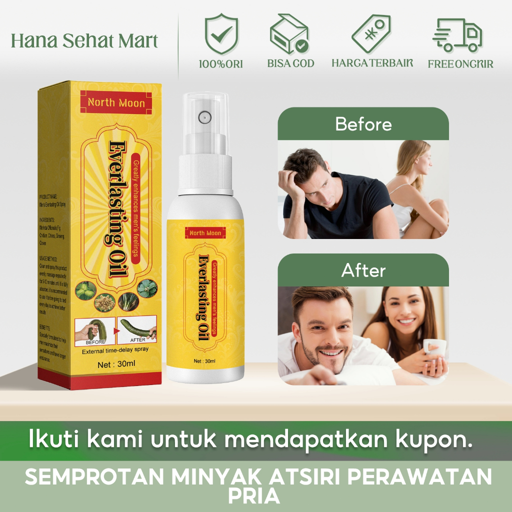 Jual North Moon Semprotan Minyak Atsiri Perawatan Pria 30ml Spray Tahan ...