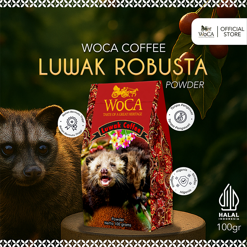 Jual WoCA Kopi Luwak Robusta 100 gram powder | Shopee Indonesia