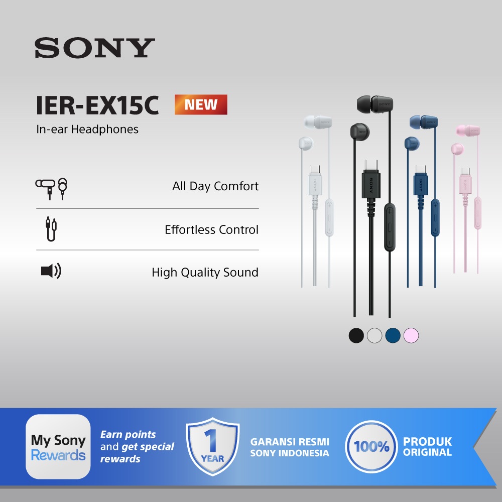 Jual Sony IER-EX15C Earphone USB Type-C Original | In-Ear Headset Mic ...