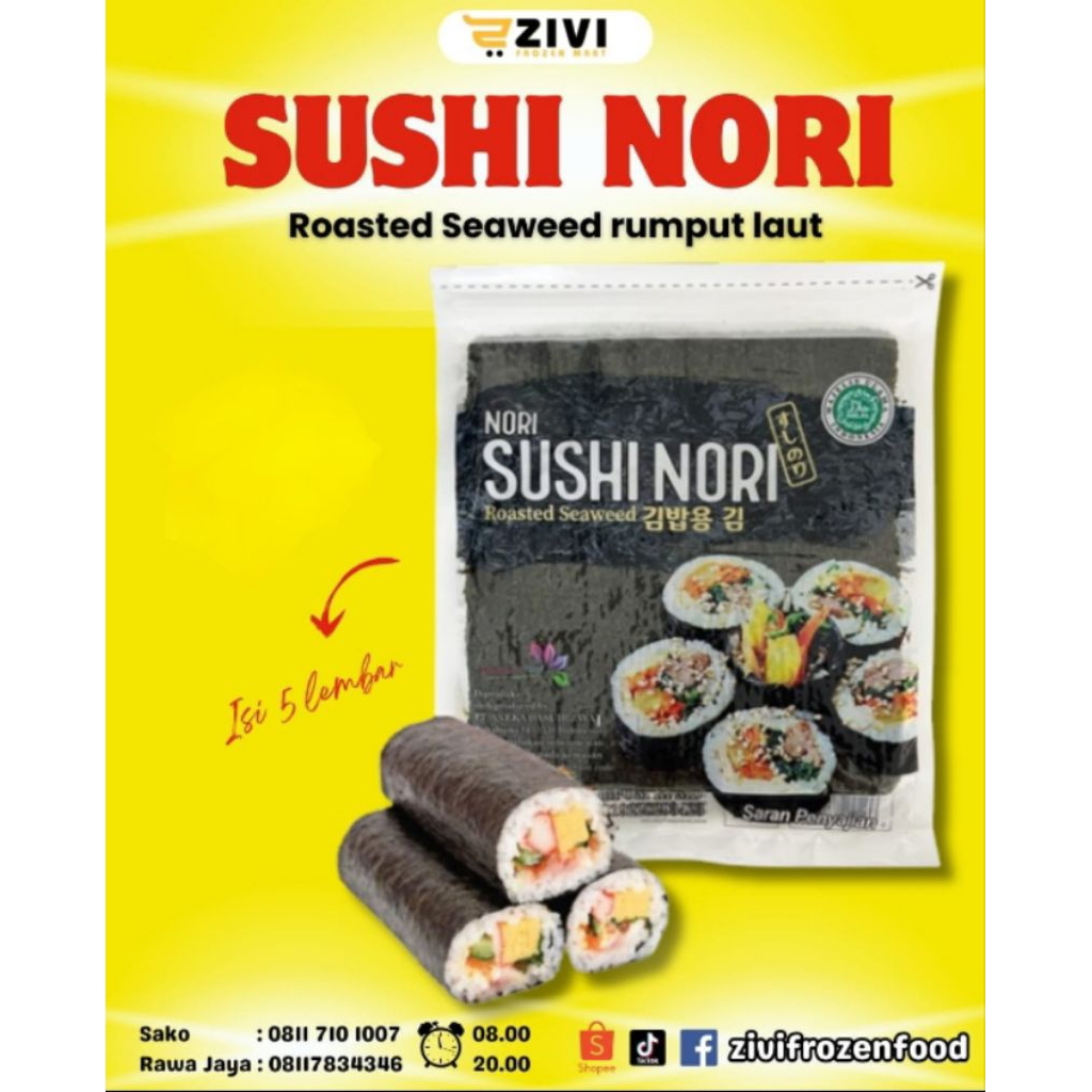 Jual Nori Sushi Nori / isi 5 Lembar / Rumput laut | Shopee Indonesia