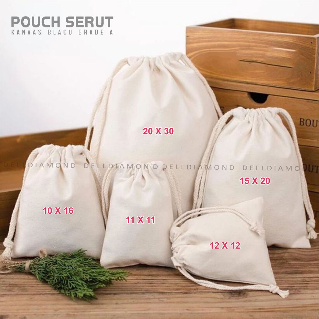 Jual Pouch serut / tas pouch serbaguna / tas serut kanvas blacu ...