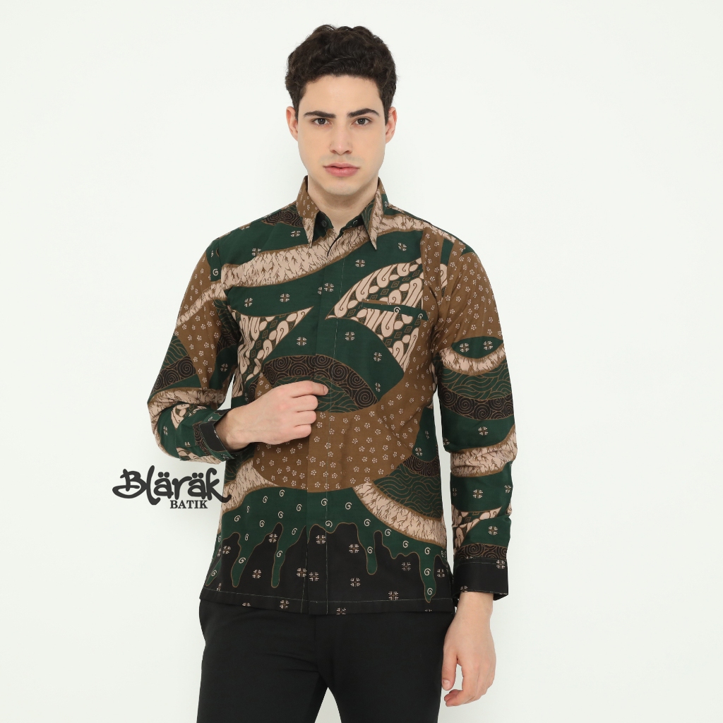 Jual BLARAK - Baju Batik Pria Sagara Lintang Hijau | Shopee Indonesia