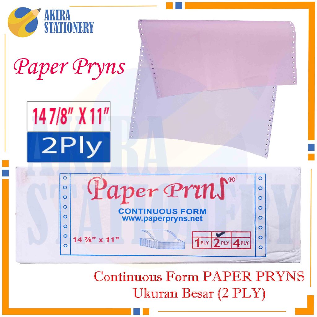 Jual Continuous Form Paper Prins Besar 14 7/8 x 11" Rangkap 2 ( PUTIH ...