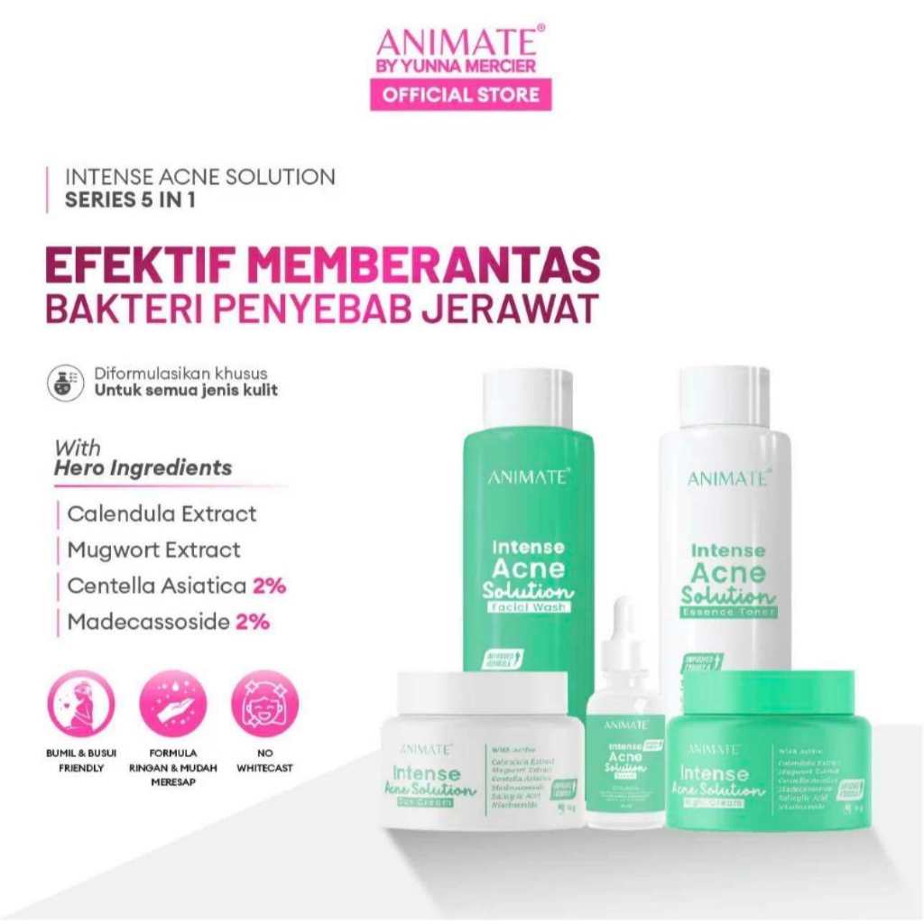 Jual ANIMATE INTENSE ACNE SOLUTION ESSENCE TONER & FACIAL WASH 100ML ...