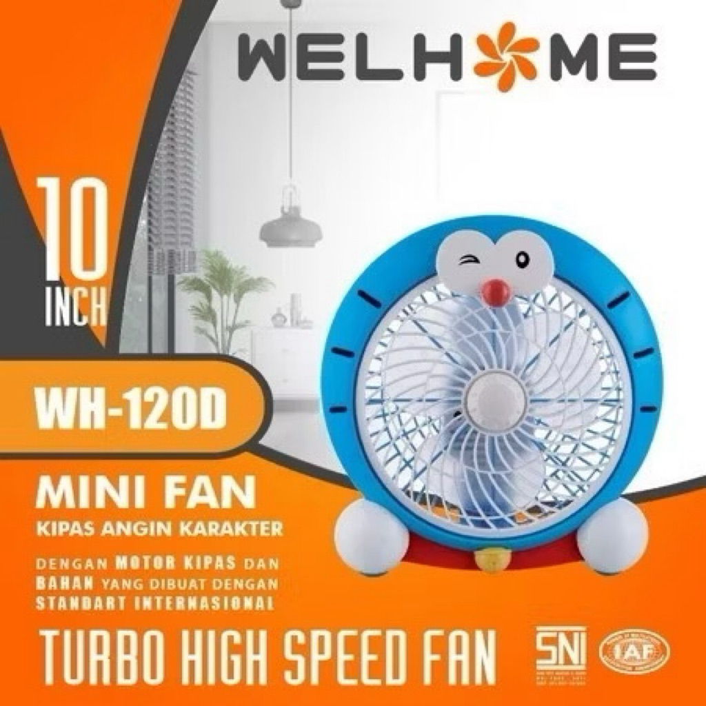 Jual WELHOME Kipas Angin Listrik WH 120 D Karakter Doraemon | Desk Fan ...