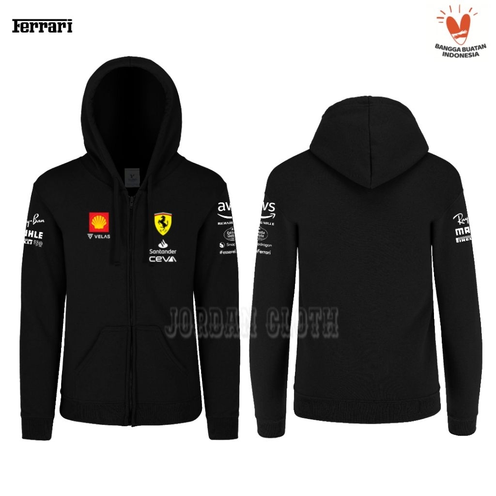 Jual Hoodie Zipper Sweater Jaket Ferrari Scuderia Team Formula One F1 ...