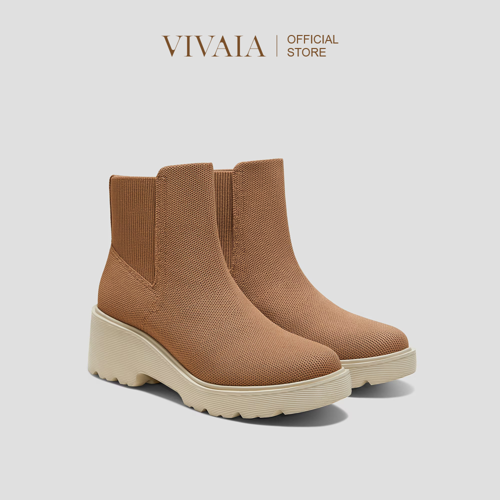 Jual VIVAIA Sepatu Wanita Round-Toe Platform Chunky Wedge Boots (Everly ...