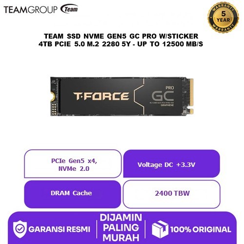 Jual Team Ssd Nvme Gen5 Gc Pro W/Sticker 4Tb Pcie 5.0 M.2 2280 5Y - Up ...