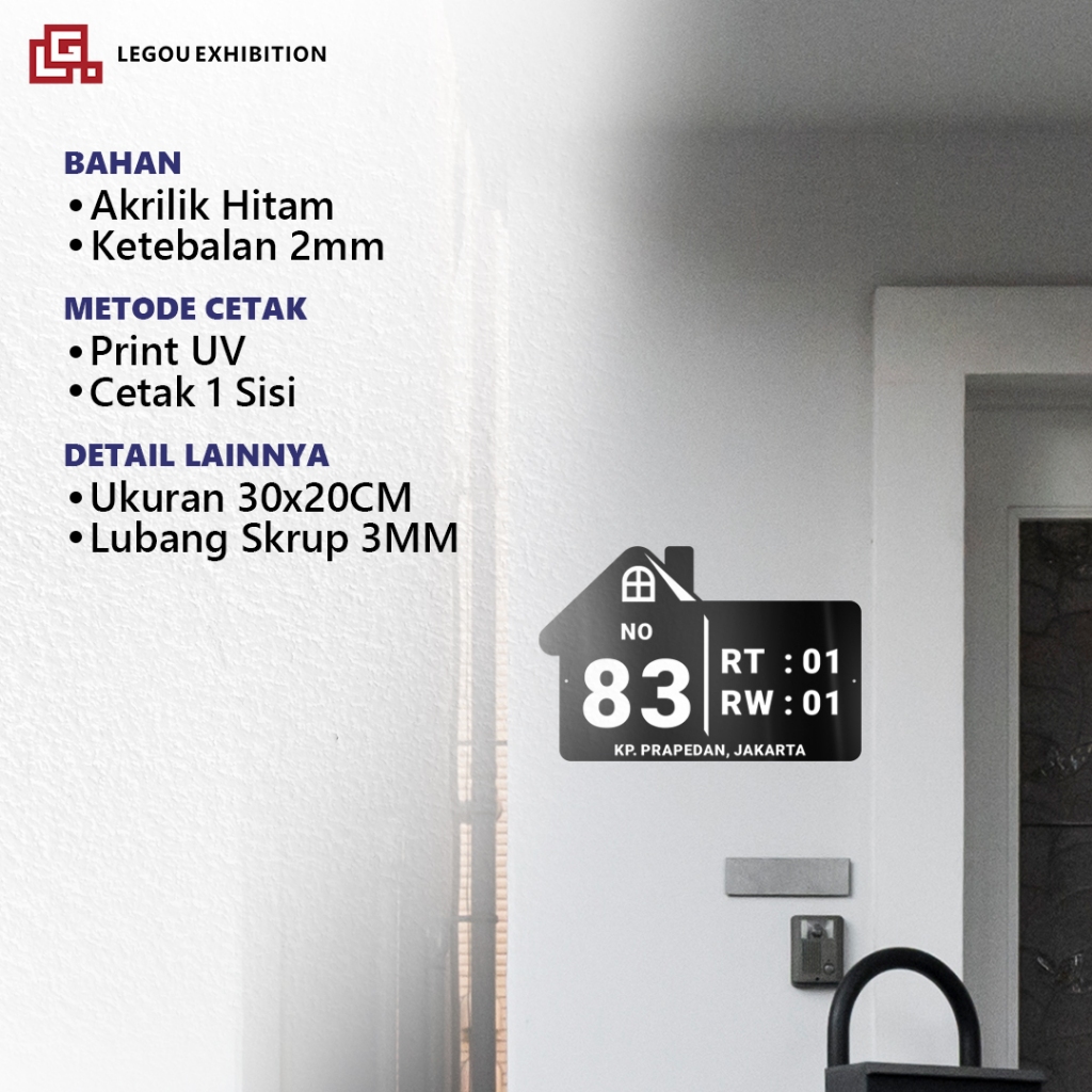 Jual TIPE C Papan Nomor Rumah Akrilik Minimalis Aesthetic / Nomer Rumah ...