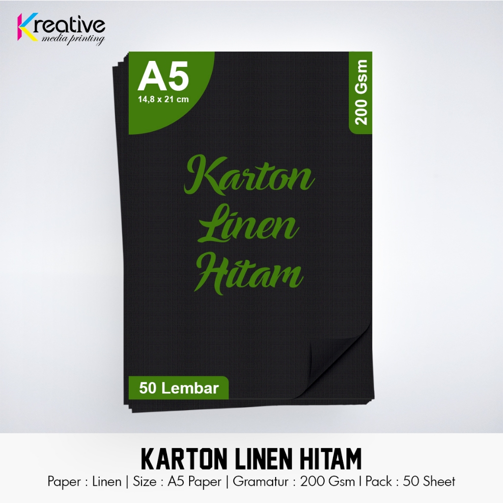 Jual Karton Linen Hitam (A5 / 200 gsm / 1 pack = 50 lbr) | Shopee Indonesia