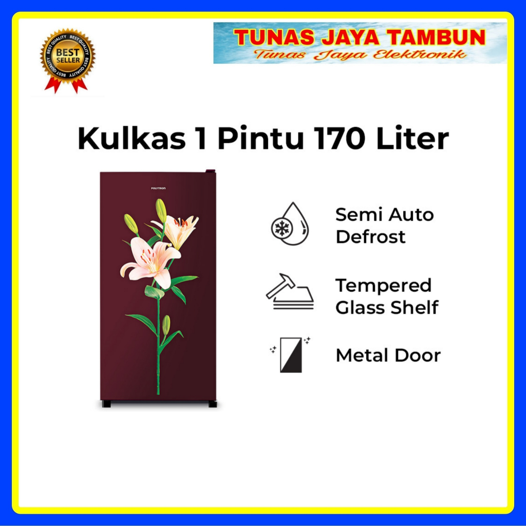 Jual KULKAS POLYTRON PRB 177 PR / KULKAS POLYTRON 1 PINTU 170 LITER / POLYTRON PRB-177PR ...