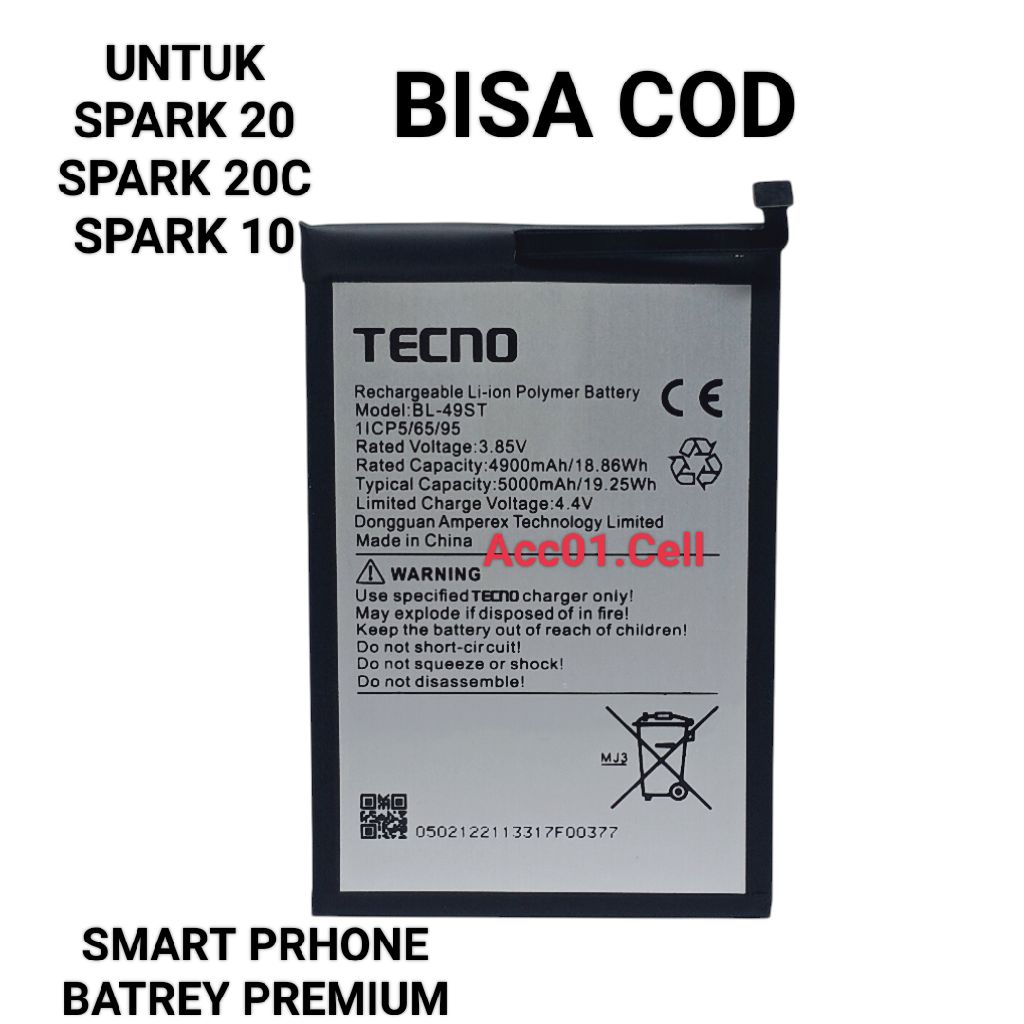 Jual Baterai Tecno Spark 20C - Spark 20 - Spark 10 - BL-49ST Batre ...