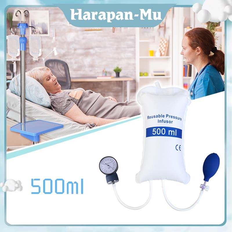 Jual 500ML Tas Infus Medis Dengan Manometer / Reusable Pressure ...