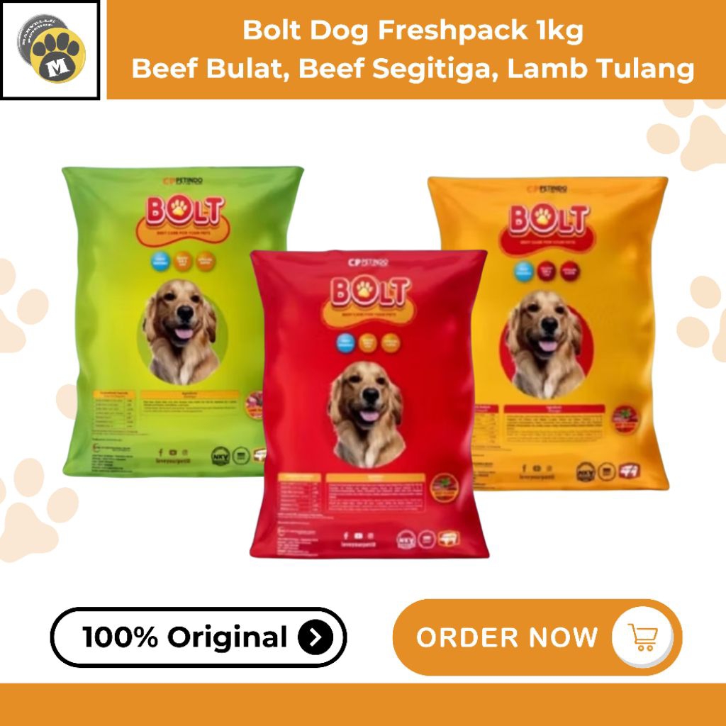 Jual Bolt Dog Dry Food Adult Lamb & Beef Flavour 1kg | Makanan Kering ...