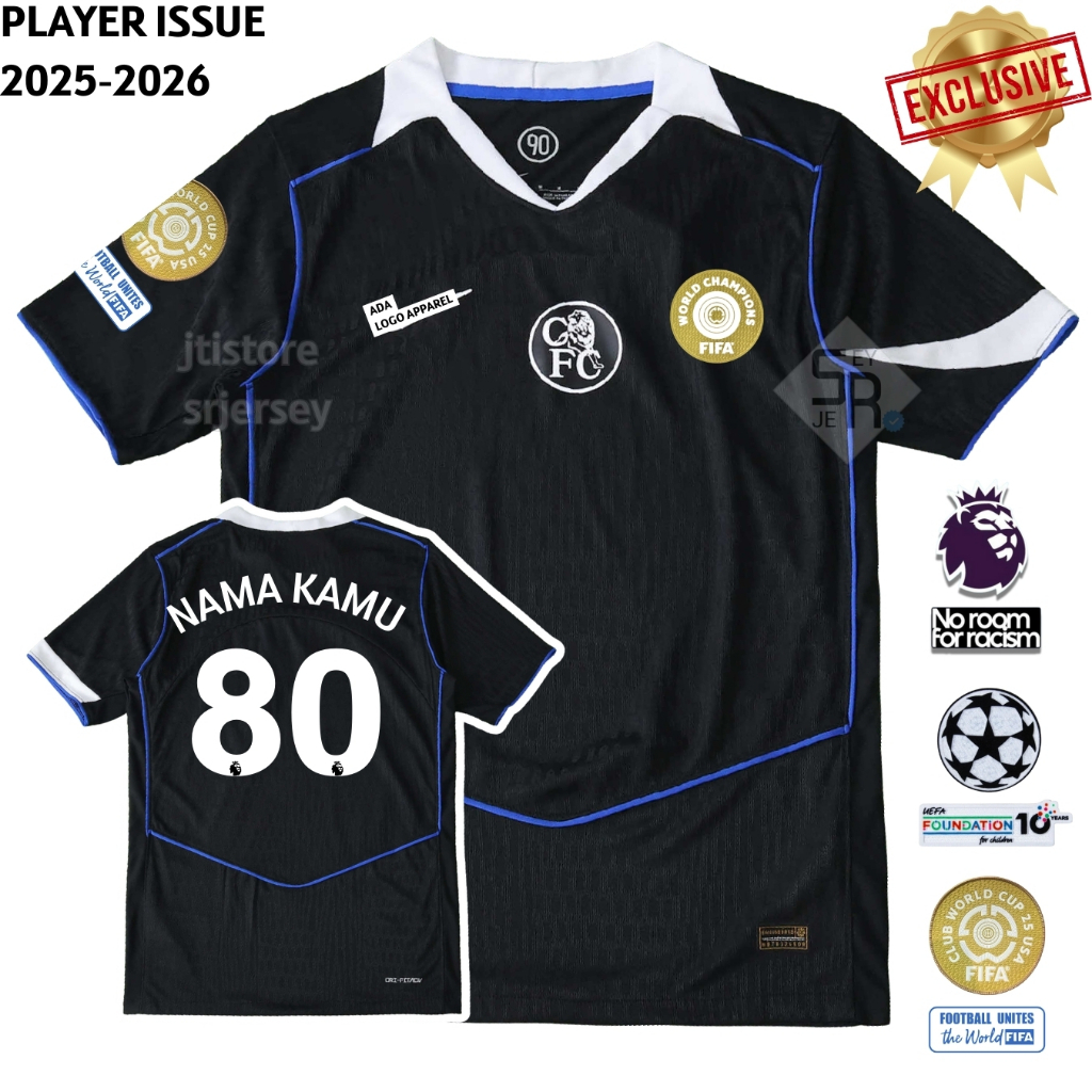 Jual PLAYER ISSUE Jersey Chls 3rd 2025 2026 Baju Bola Third Hitam Full ...