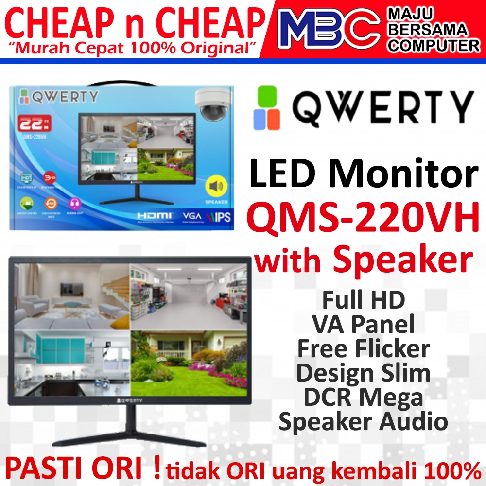 Jual Qwerty QMS-220VH LED 22 Inch Speaker HDMI VGA - LCD Led Monitor 22 ...