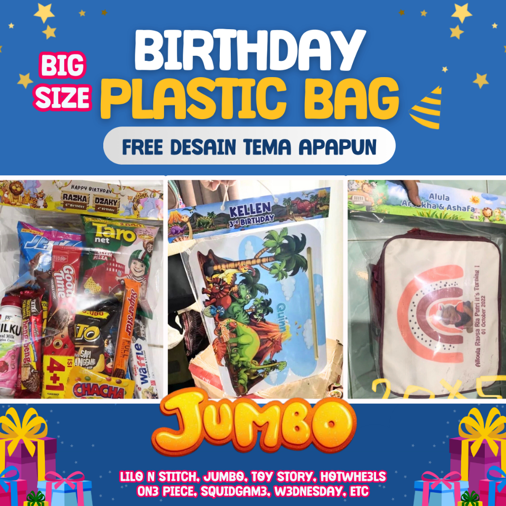 Jual [JUMBO] PLASTIK OPP TAS SNACK ULANG TAHUN BIRTHDAY BINGKISAN 30x50 ...