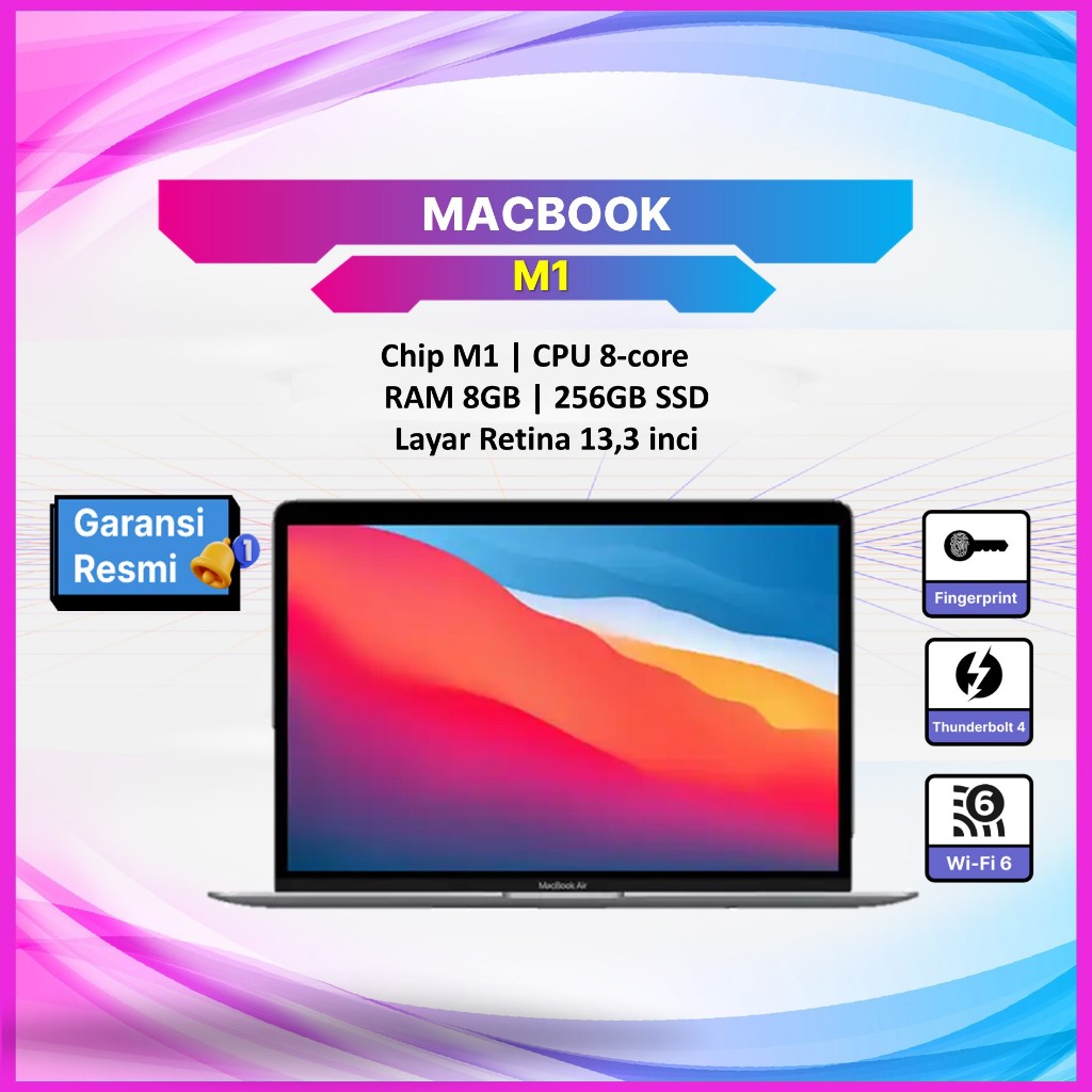 Jual RESMI AIR 13 M1 7C GPU 8GB 256GB 8C CPU 13.3 SPACE GREY 2020 ...