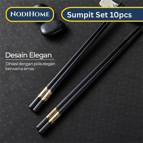Jual Alat Makan Sumpit Non-Slip Estetis 10 Pair Reuseable Chopstick ...
