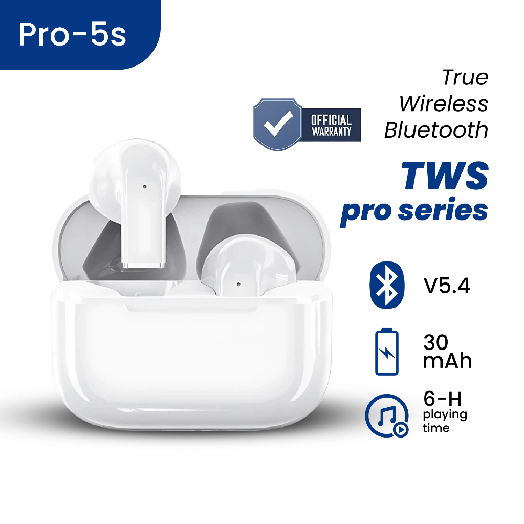 Jual Pro-5s TWS Bluetooth Earbuds Headset – Touch Control, HiFi Sound ...