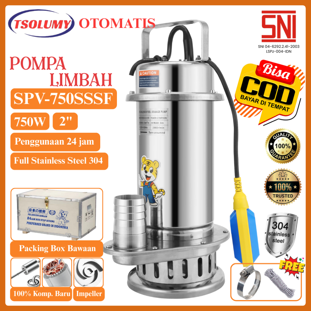 Jual Tsolumy Pompa Celup SPV-750SSSF Pompa Full Stainless Pompa Air ...
