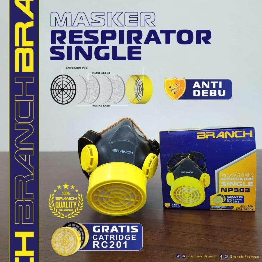 Jual BRANCH Masker Respirator Tabung Single - BRANCH Masker Obat Single ...