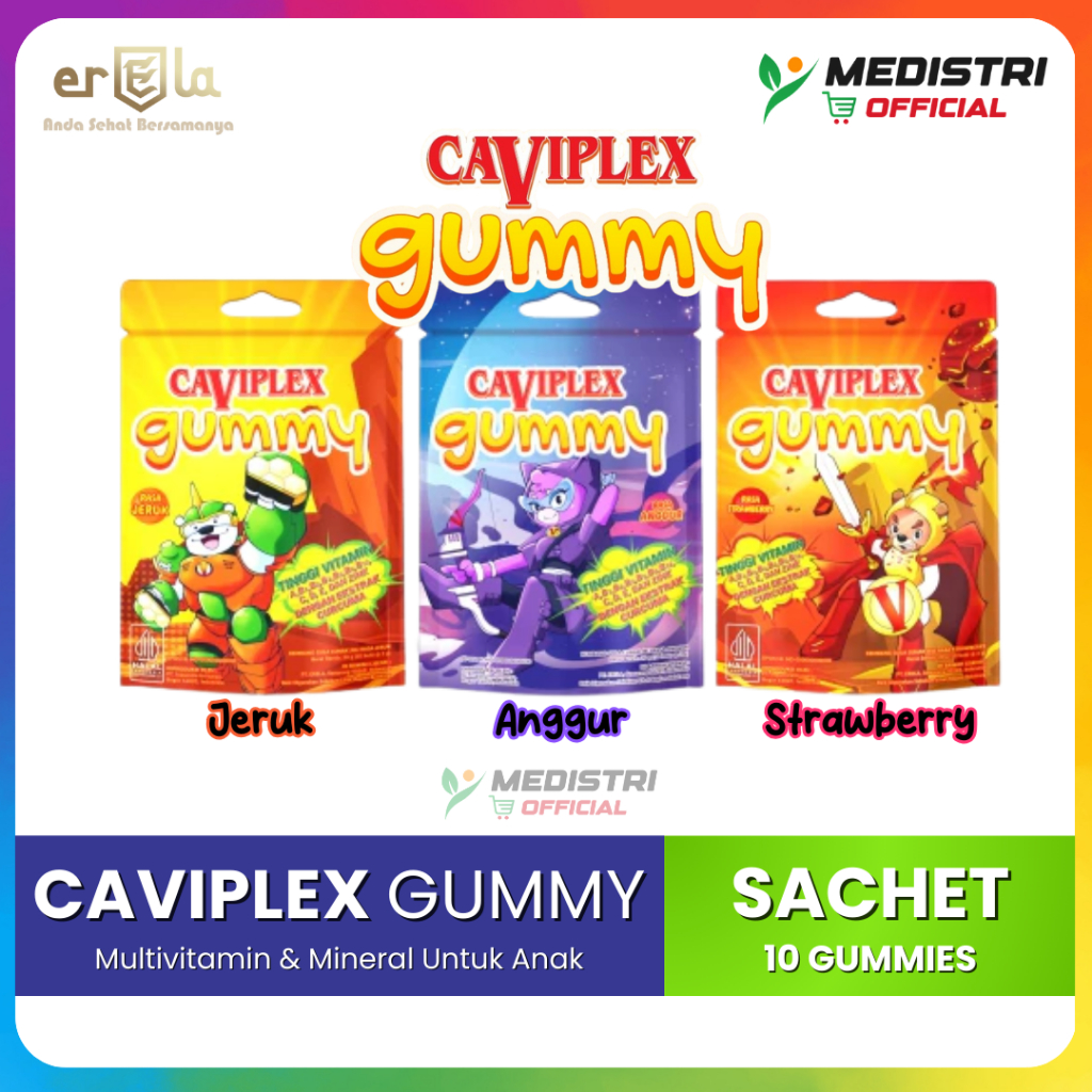 Jual Caviplex Gummy Sachet 10 Permen Multivitamin Anak Rasa Anggur ...