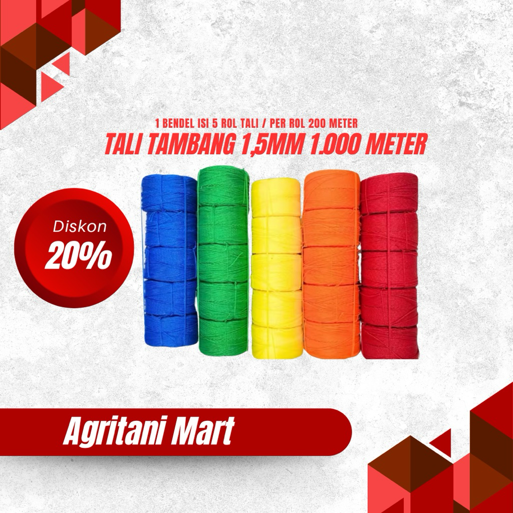Jual Tali Tambang 1,5mm 1.000 meter ( Isi 5 Rol 200 meter / Rol ...