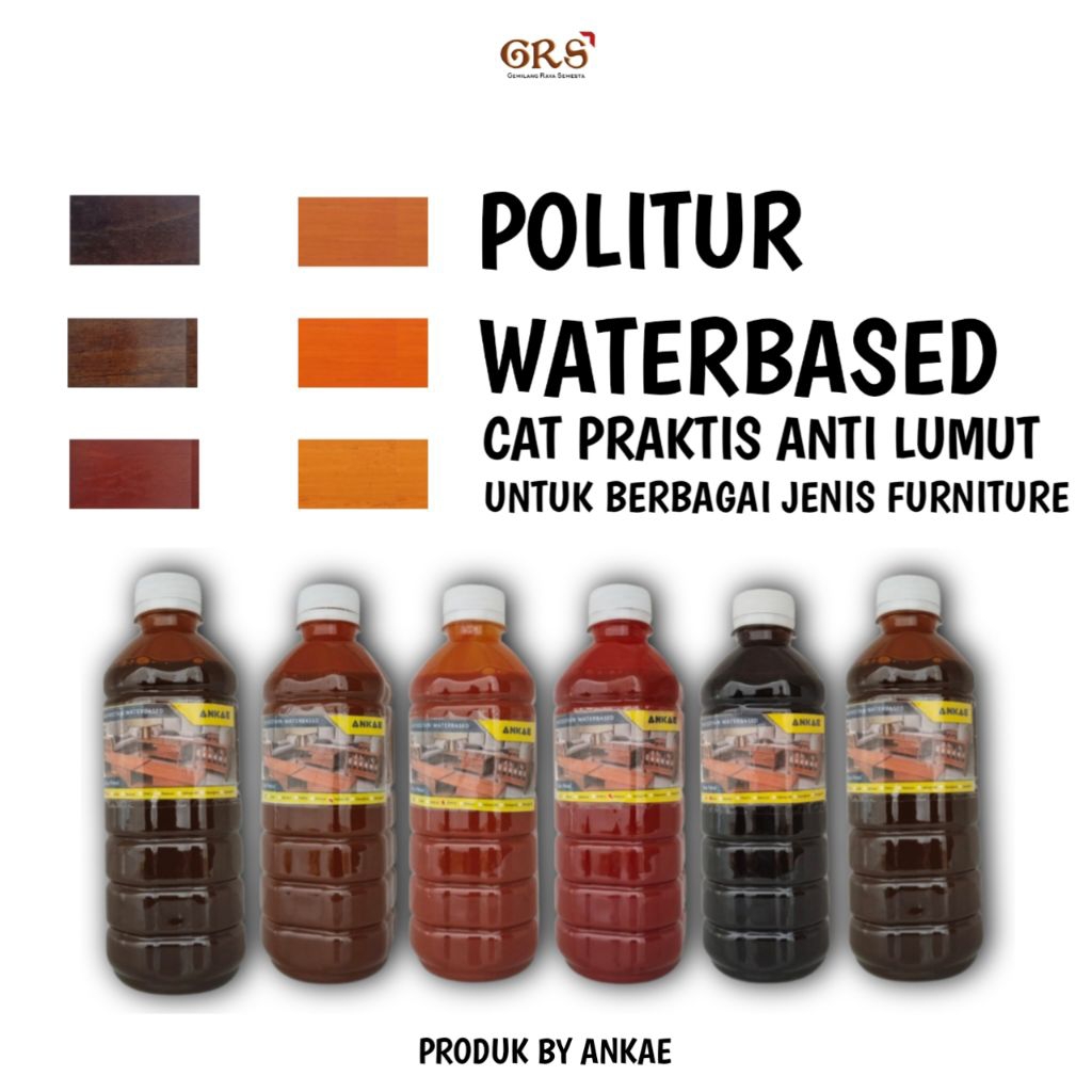Jual GRS - Politur Waterbased Cat Kayu Praktis 500 250 60ml Warna Jati ...