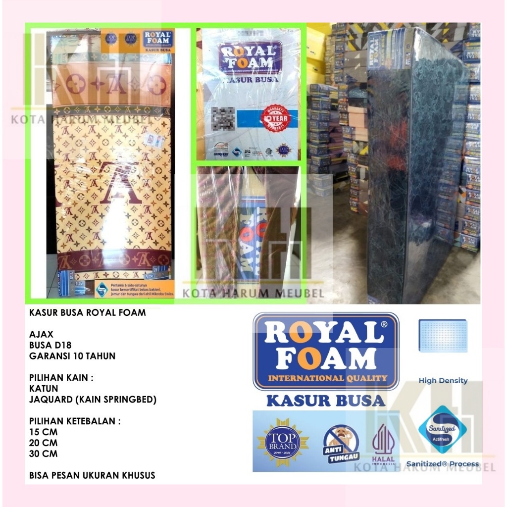 Jual kasur busa royal foam royale foam ajax d 16 d16 d 18 d18 tebal 14 ...