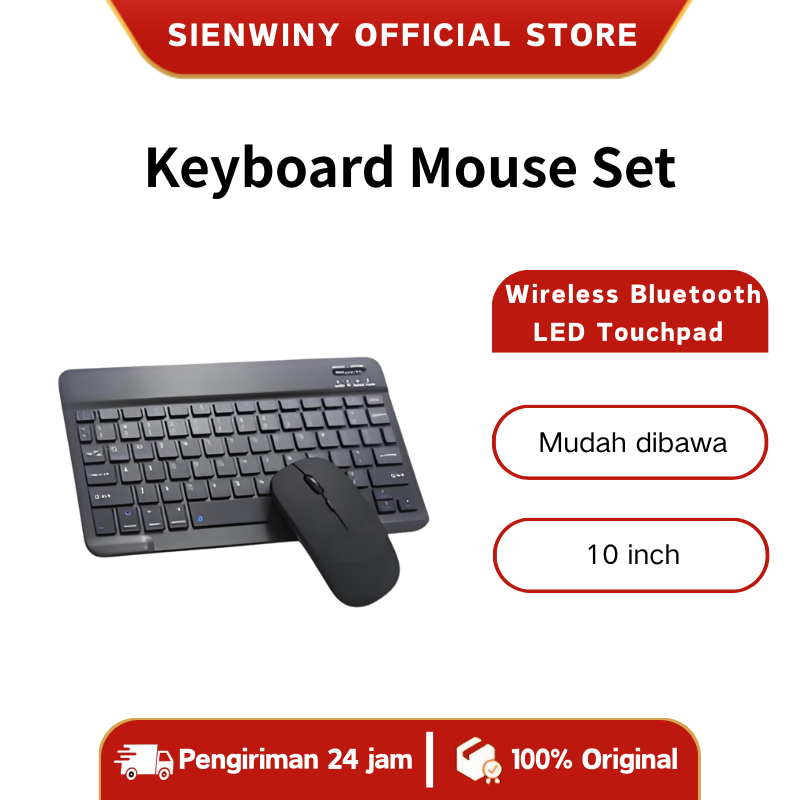 Jual Keyboard Mouse Set Wireless Bluetooth LED Touchpad 10 inch For ...