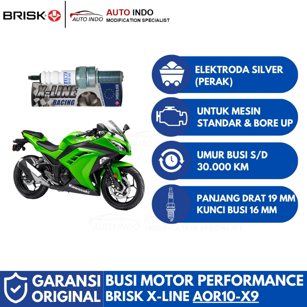 Jual Busi Motor Brisk Xline Racing AOR10-X9 untuk Kawasaki Ninja 250 ...