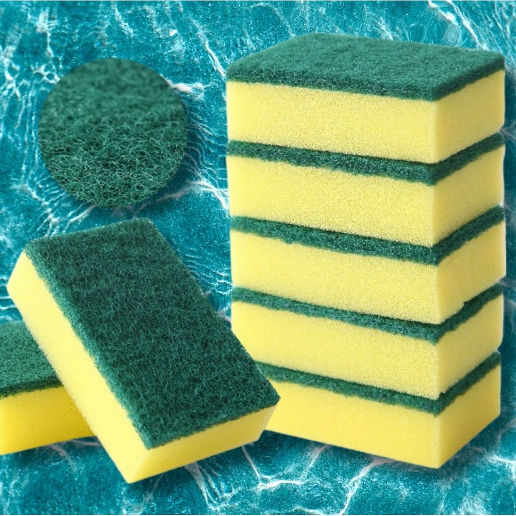 Jual spons busa cuci piring sabut hijau / sponge 2 sisi hijau kuning ...