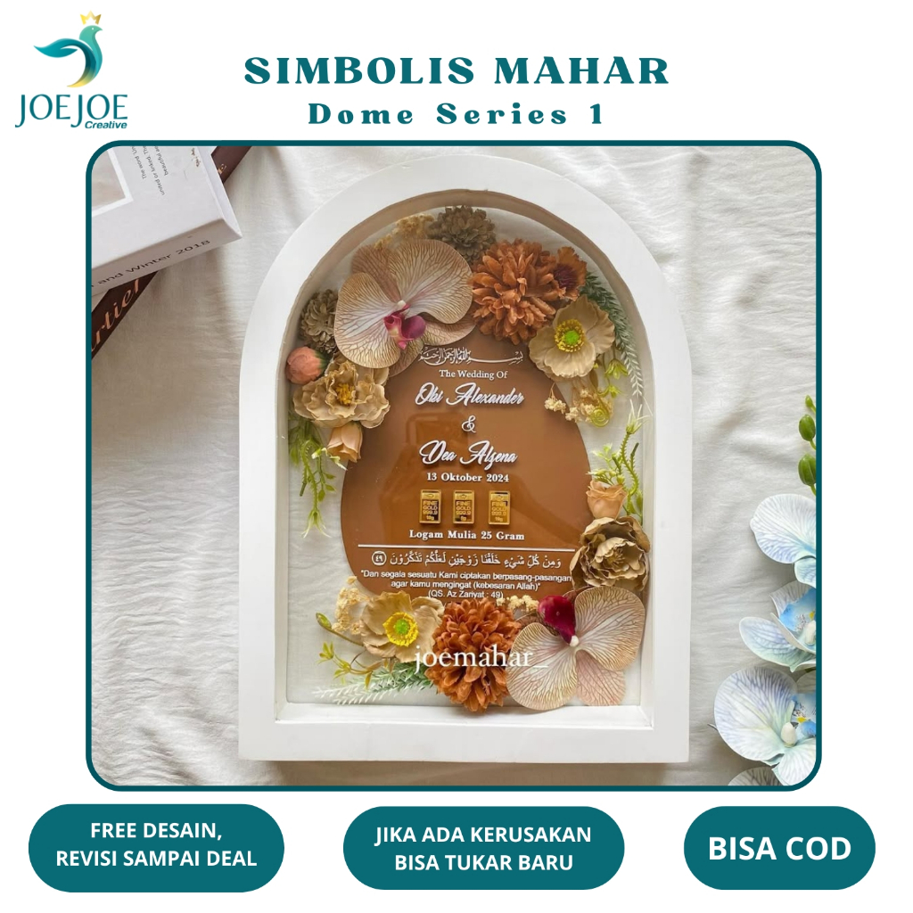 Jual Mahar Pernikahan dome | Mahar transparan akrilik | mahar frame kayu | mahar aesthetic ...