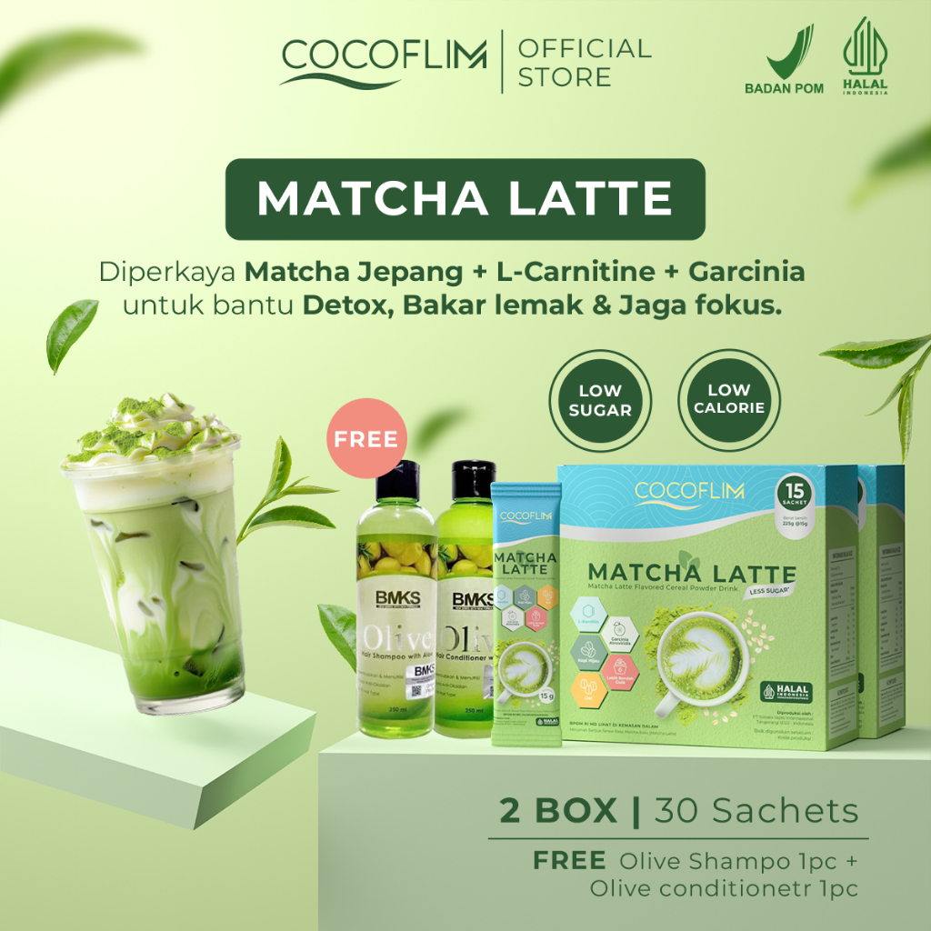 Jual COCOFLIM Matcha Latte | Minuman Sehat Rendah Kalori dan Gula | 1 ...