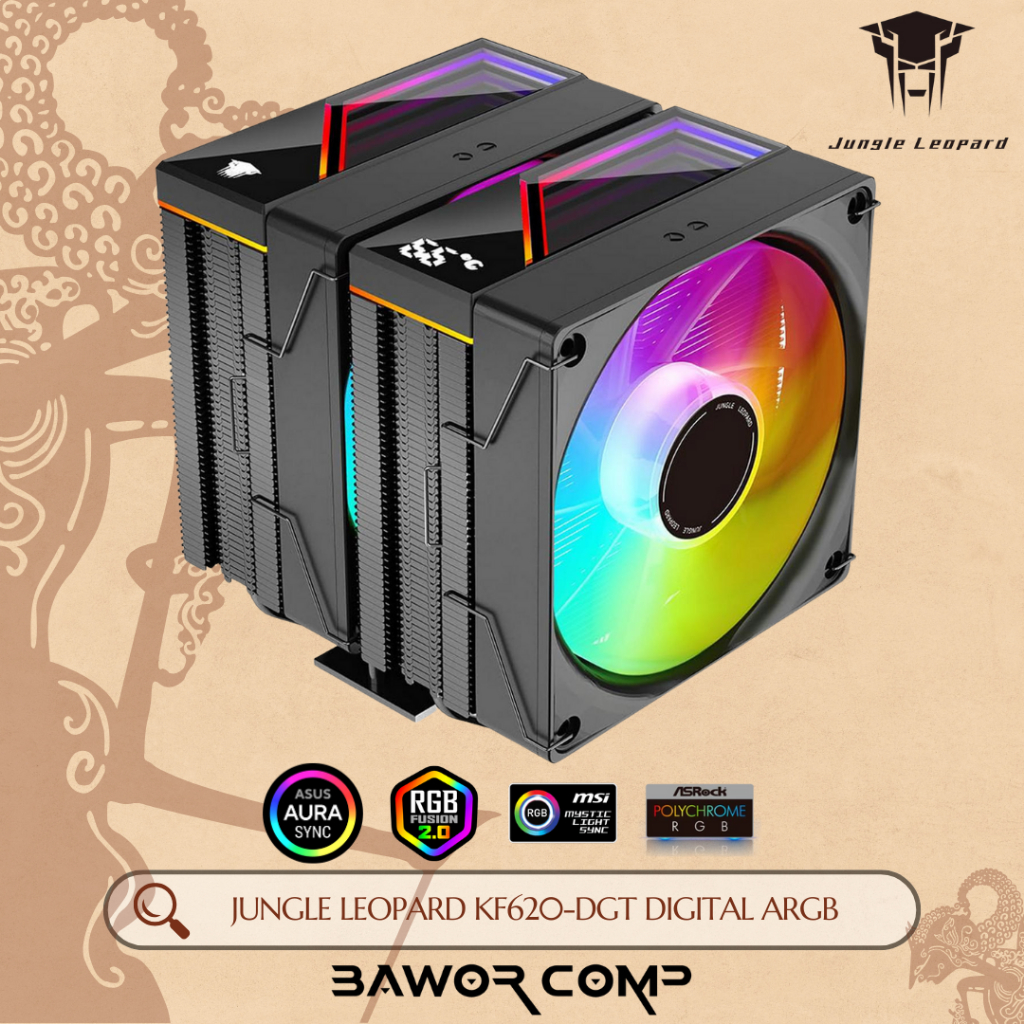 Jual JUNGLE LEOPARD KF620-DGT DIGITAL ARGB Black 6 Heatpipe | HSF CPU ...