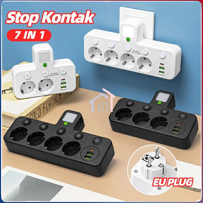 Jual [COD]7 in 1 USB Lubang 3/4 Stop Kontak Multi Outlets Expander with ...